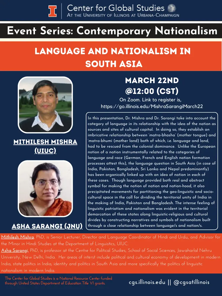 Mithilesh Mishra (UIUC) and Asha Sarangi (Jawaharlal Nehru University), "Language and ...
